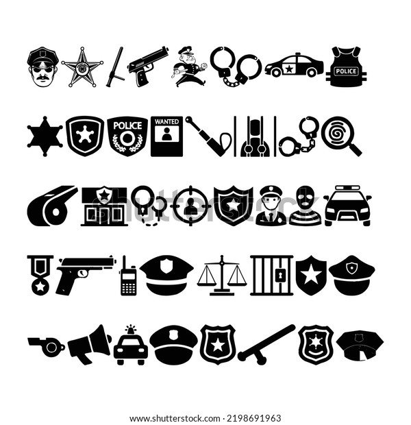 Vector Set Police Law Enforcement Icons Stock Vector (Royalty Free ...