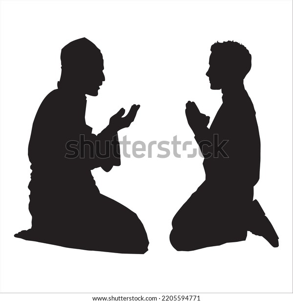 Vector Set Praying People Silhouettes Illustration Stock Vector ...