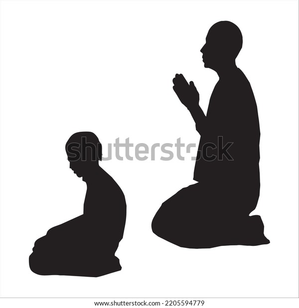 Vector Set Praying People Silhouettes Illustration Stock Vector ...