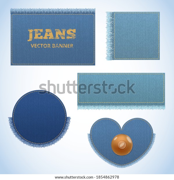 Vector Set Realistic Banners Jeans Realistic Stock Vector (Royalty Free ...