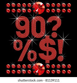 Vector Set Red Diamond Letters Numbers Stock Vector (Royalty Free ...