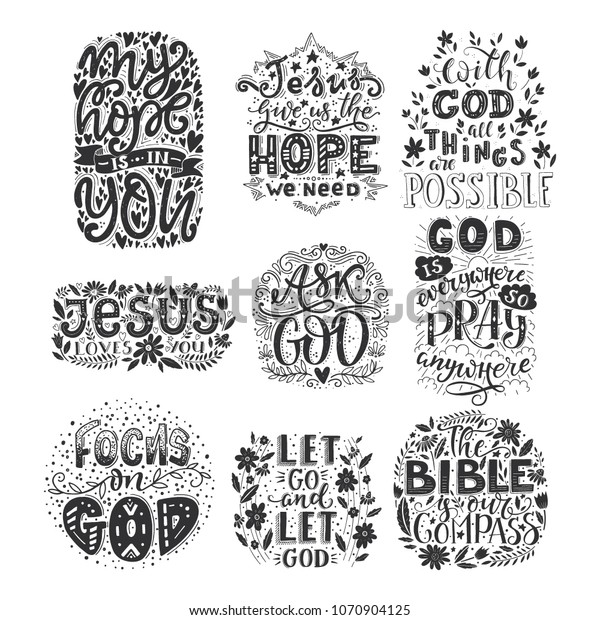 Vector Set Religions Lettering Modern Bible Stock Vector (Royalty Free ...