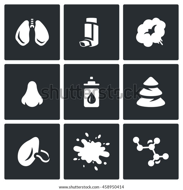 Vector Set Respiratory Disease Icons Lungs Stock Vector (Royalty Free ...