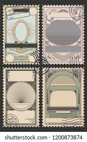 Vector Set Retro Postage Stamps Backgrounds Stock Vector (Royalty Free ...