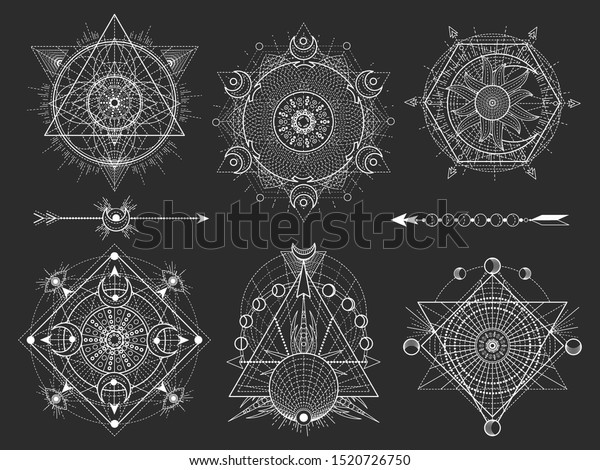 Vector Set Sacred Geometric Symbols Figures Stock Vector (Royalty Free ...
