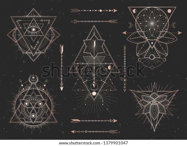 Vector Set Sacred Triangle Symbols Mystic Stock Vector (Royalty Free ...