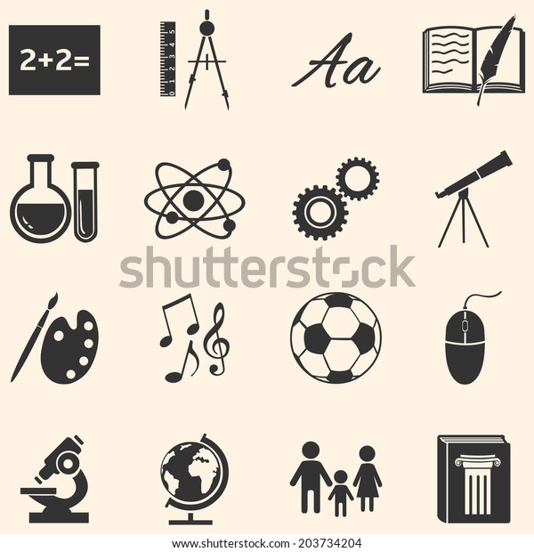 Vector Set School Subjects Icons Mathematics Stock Vector (Royalty Free ...