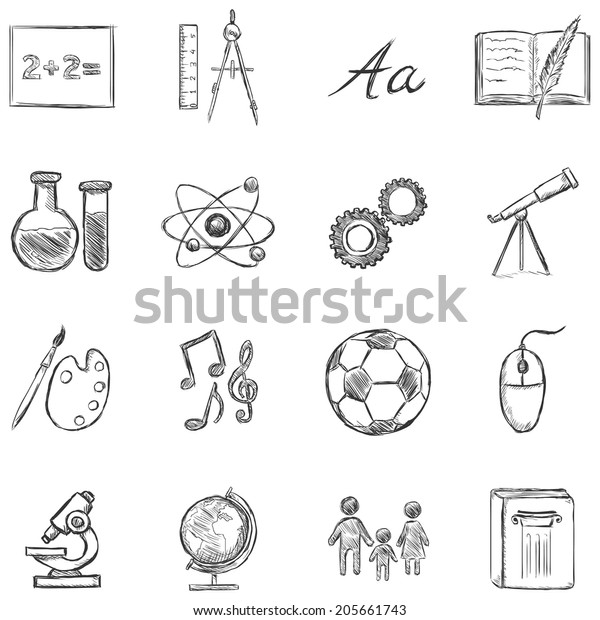 Vector Set School Subjects Icons Stock Vector (Royalty Free) 205661743