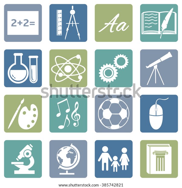 Vector Set School Subjects Icons Stock Vector (Royalty Free) 385742821 ...