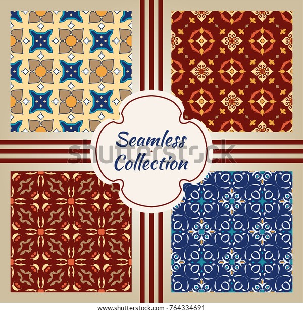 Vector Set Seamless Texture Collection Beautiful Stock Vector (Royalty ...