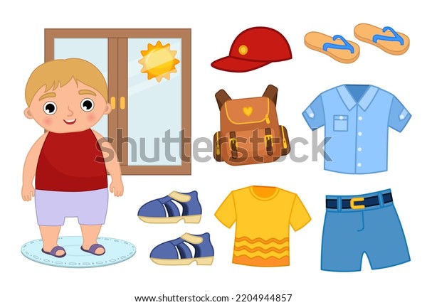 Vector Set Seasonal Summer Clothes Kids Stock Vector (Royalty Free ...
