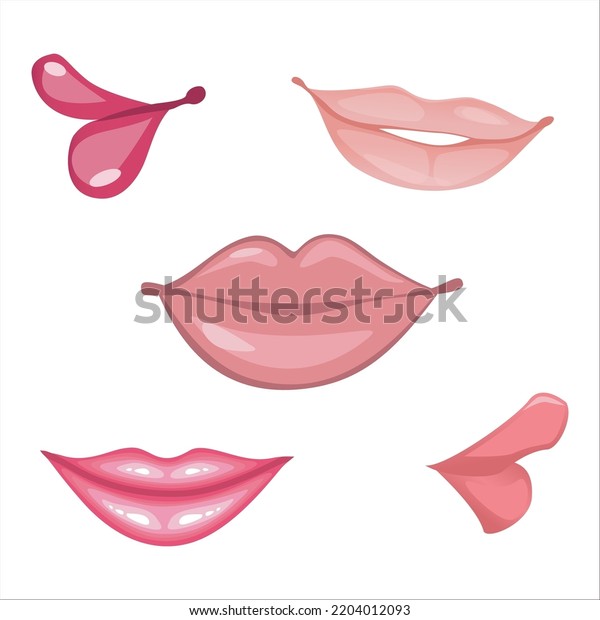 Vector Set Sexy Womans Lips Expressing Stock Vector Royalty Free