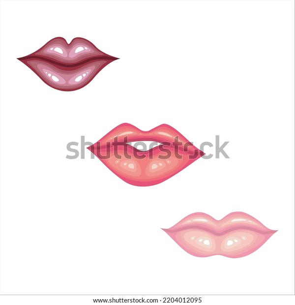 Vector Set Sexy Womans Lips Expressing Stock Vector Royalty Free