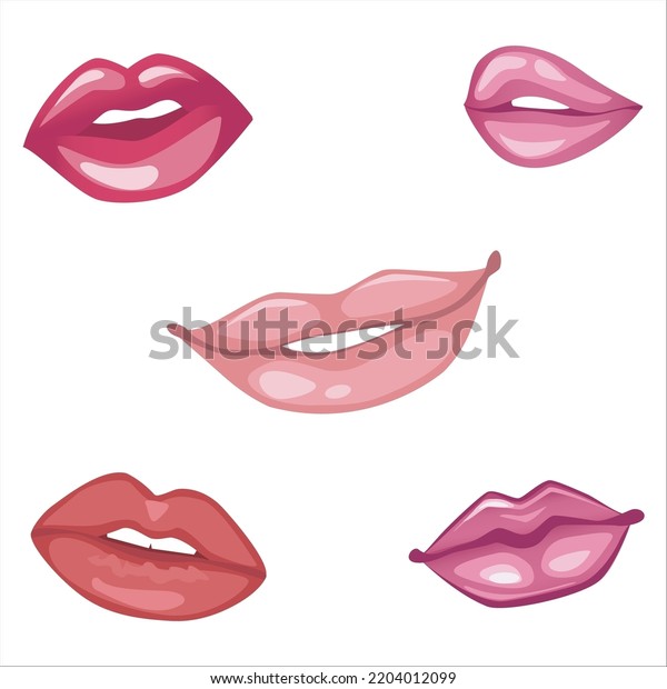 Vector Set Sexy Womans Lips Expressing Stock Vector Royalty Free