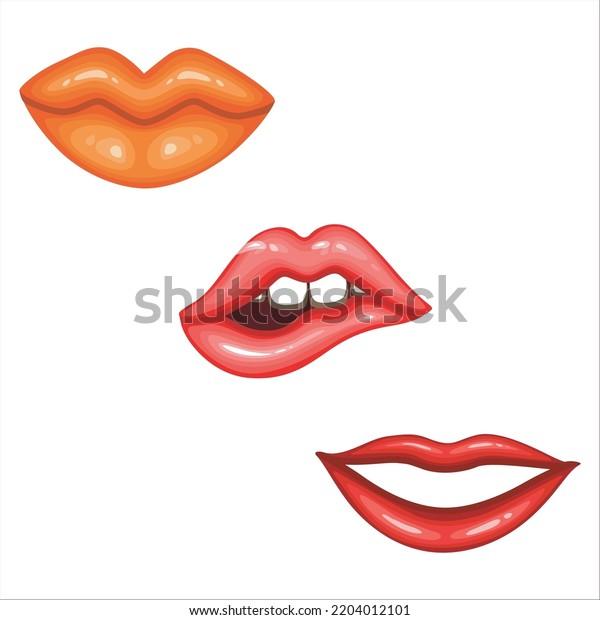 Vector Set Sexy Womans Lips Expressing Stock Vector Royalty Free