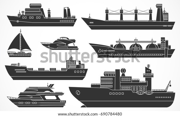 Vector Set Ships Tanker Bulk Carrier Stock Vector (Royalty Free ...