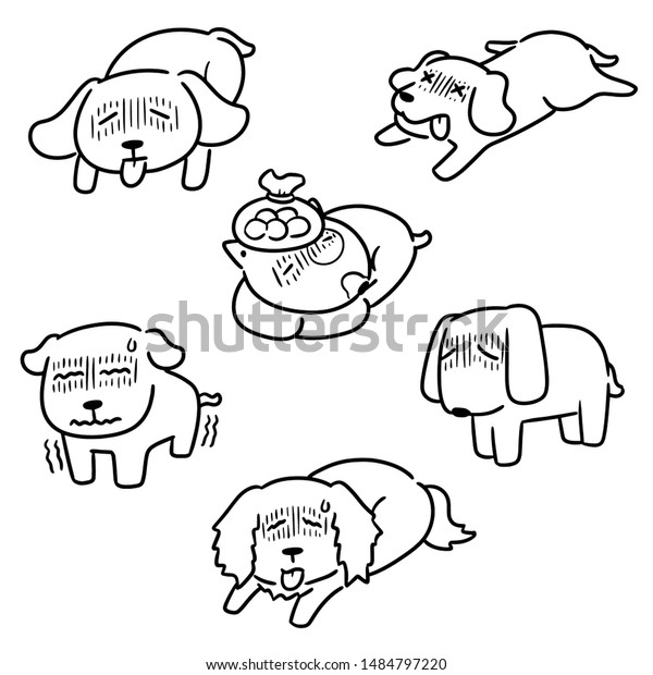 Vector Set Sick Dog Cartoon Stock Vector (Royalty Free) 1484797220