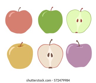 Vector Set Six Colorful Apples Stock Vector (Royalty Free) 572479984 ...