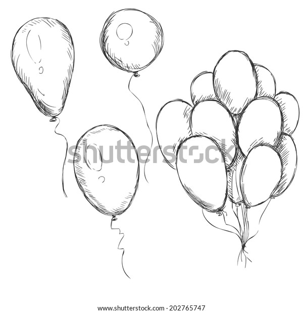 Vector Set Sketch Balloons Stock Vector (Royalty Free) 202765747