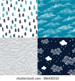 Vector Set Sketch Travel Textures Stock Vector (Royalty Free) 386430310 ...