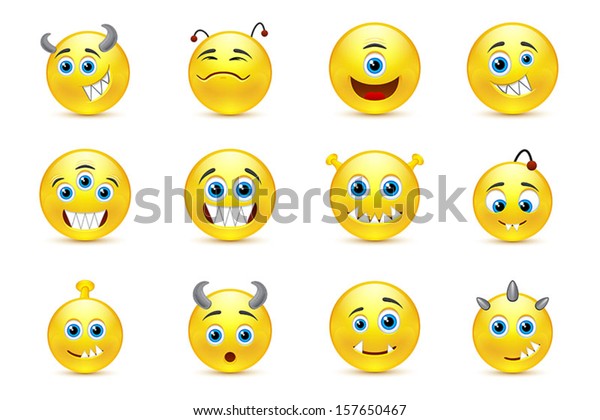 Vector Set Smileys Cutie Monsters : image vectorielle de stock (libre ...