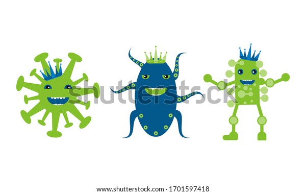 Vector Set Smiling Viruses Coronavirus Spread Stock Vector (Royalty ...