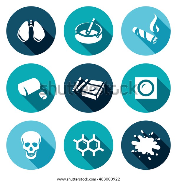 Vector Set Smoking Cancer Icons Lungs Stock Vector (Royalty Free ...