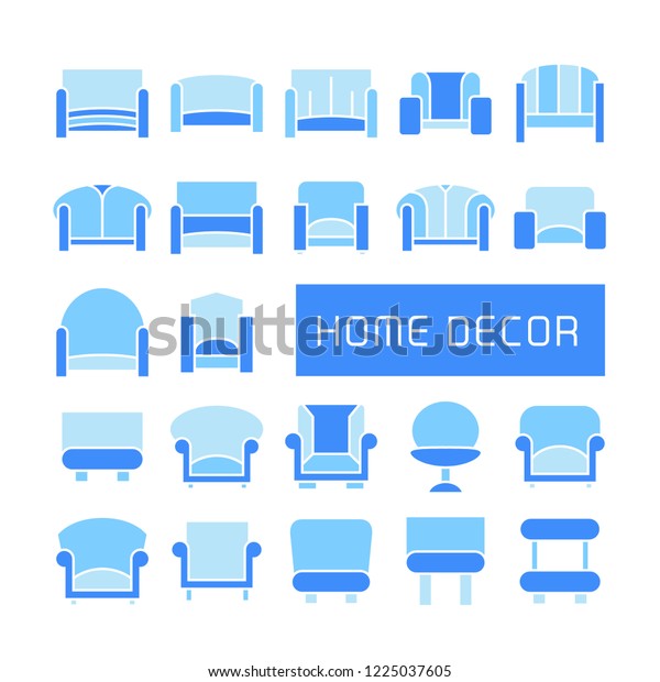 Vector Set Sofa Icons Blue Theme Stock Vector (Royalty Free) 1225037605