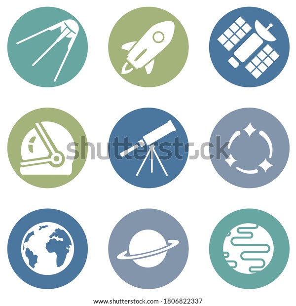 Vektorset von Weltraumsymbolen. Symbole der Astronomie.: Stock ...