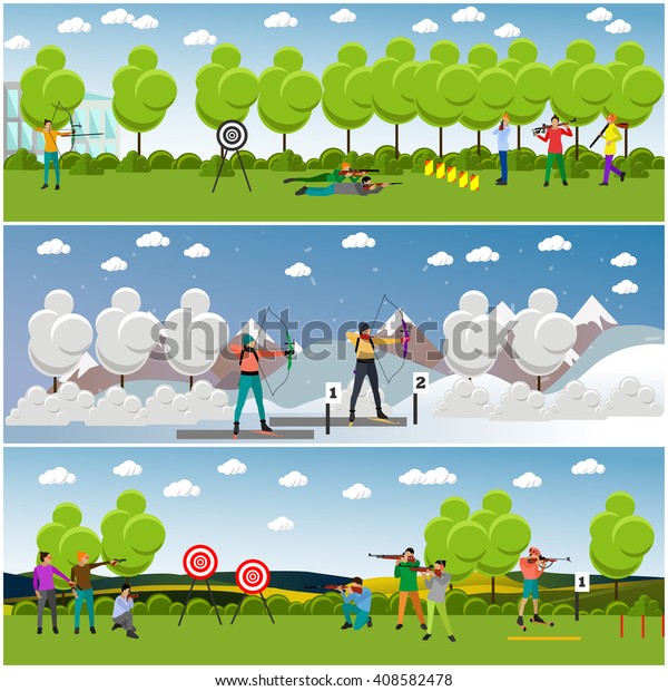 Vector Set Sport Shooting Banner Competition: стоковая векторная ...