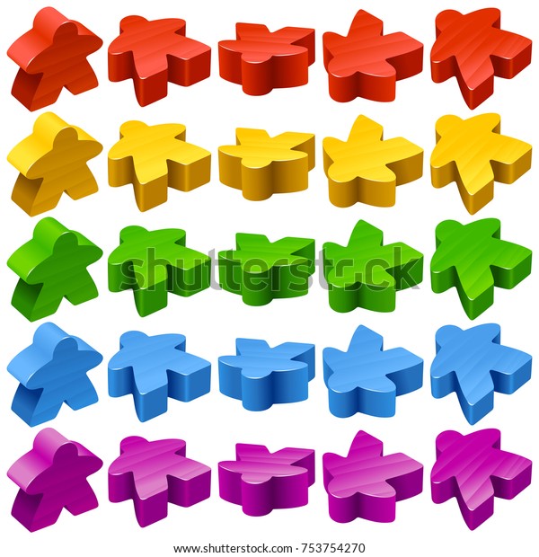 Vector Set Standard Wooden Meeples Board Stock Vector (Royalty Free ...