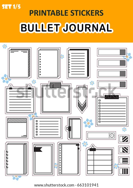 Vector Set Stationery Stickers Bullet Journal Stock Vector (Royalty ...