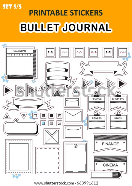 Vector Set Stationery Stickers Bullet Journal Stock Vector (Royalty ...