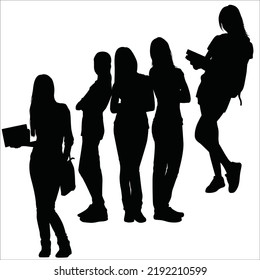 Vector Set Students Silhouettes Illustration Isolated Stock Vector ...