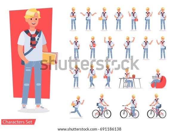 Vector Set Students Young Man Character Stock Vector (Royalty Free ... Vector Set Students Young Man Character Stock Vector (Royalty Free ...