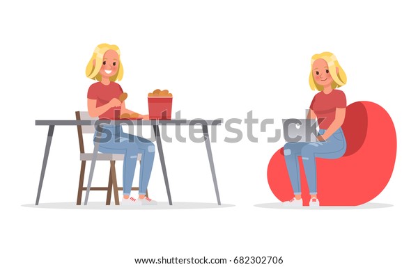 Vector Set Students Young Woman Character Stock Vector (Royalty Free ... Vector Set Students Young Woman Character Stock Vector (Royalty Free ...