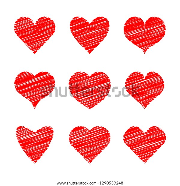 Image vectorielle ensemble de coeurs stylisés. : image vectorielle de ...