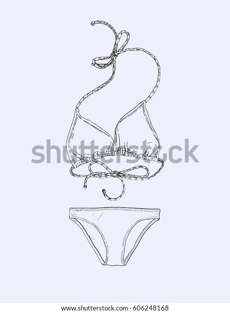 Vector Set Swimwear Illustration Swimsuits Outline Stock Vector ...