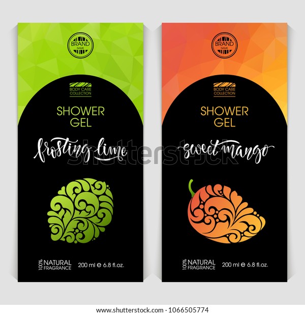 Vector Set Templates Packaging Shower Gel Stock Vector (Royalty Free ...