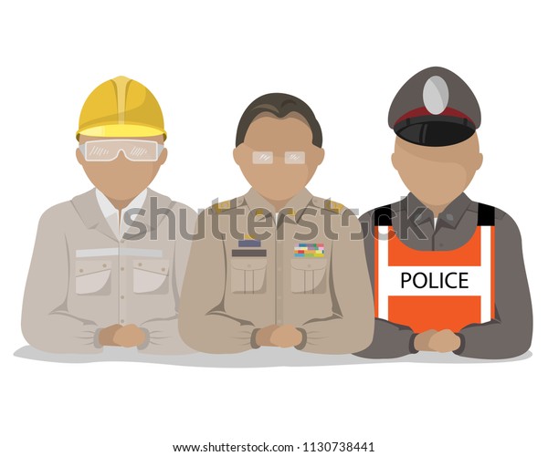 Vector Set Thai Government Officer Character Stock Vector (Royalty Free ...