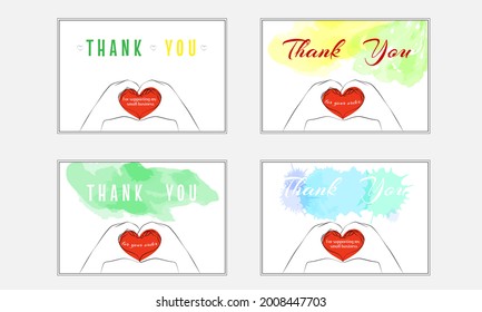 Vector Set Thank You Cards Hands Stock Vector (Royalty Free) 2008447703 ...