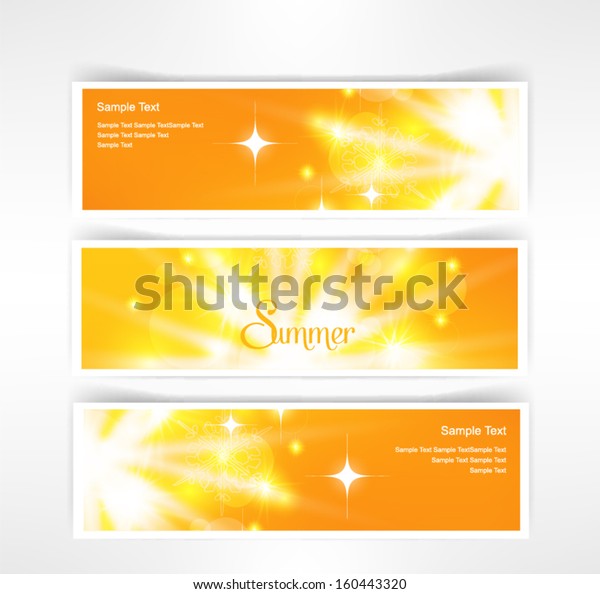 Vector Set Three Header Sun Designs Stock Vector (Royalty Free ...