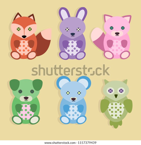 Vector Set Toy Animals Cartoon Style Stock Vector (Royalty Free ...