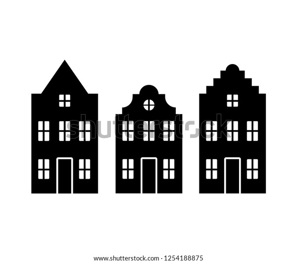 Vector Set Traditional Old Europe Buildings: стоковая векторная графика ...