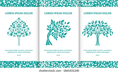 Vector Set Turquoise Tree Logos Modern Stock Vector (Royalty Free ...