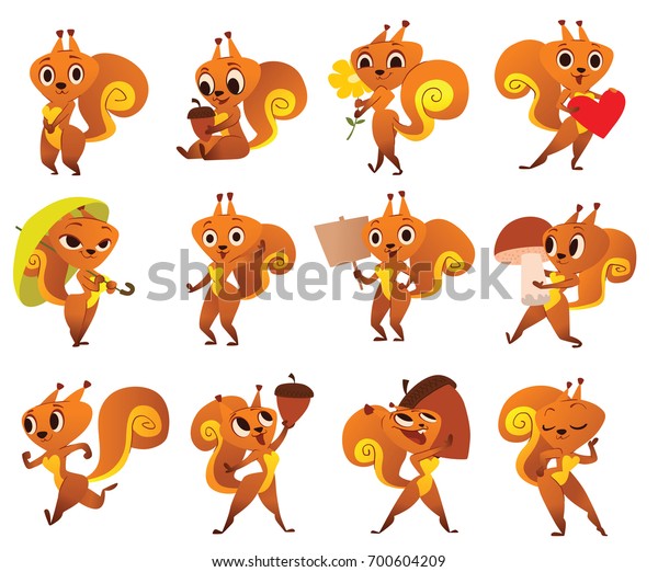Vector Set Twelve Cartoon Images Funny Stock Vector (Royalty Free ...