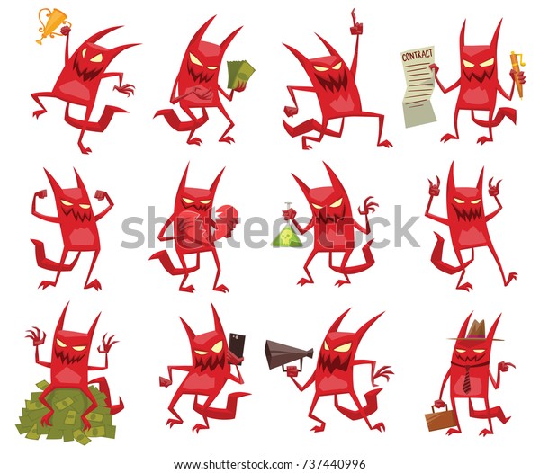 Conjunto de vectores de doce imágenes de dibujos animados de divertidos ...