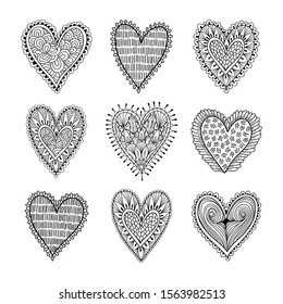 Uncolored Heart Shaped Frame Zen Art: vector de stock (libre de ...