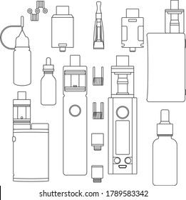 Vector Set Vape Accessories Outline Icons Stock Vector (Royalty Free ...