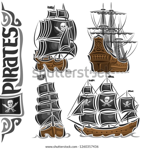 Vector Set Variety Pirate Ships Collection Stock Vector (Royalty Free ...
